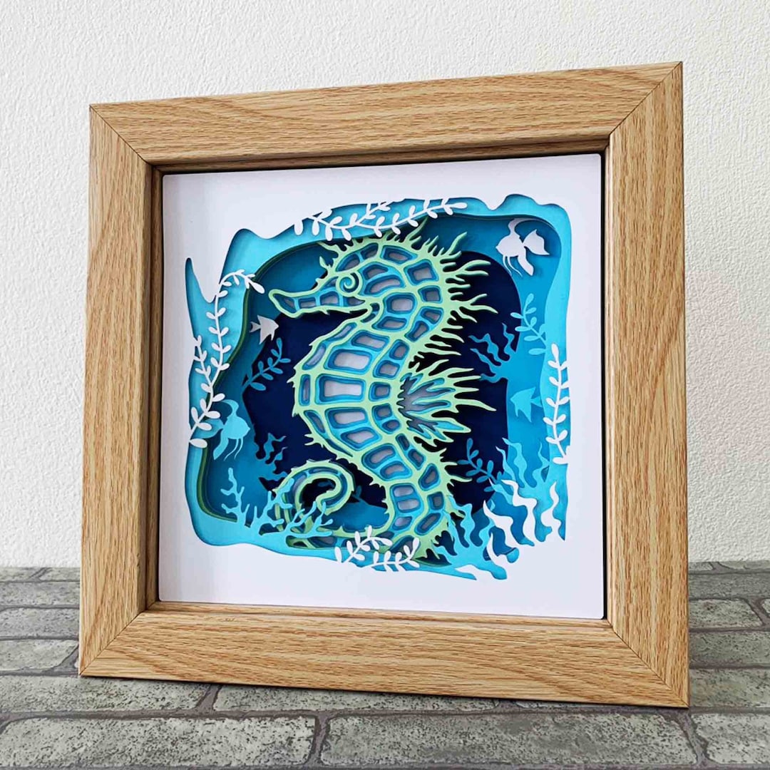Seahorse 3D Shadow Box SVG/ Multilayer Seahorse and the Ocean/ Sea ...