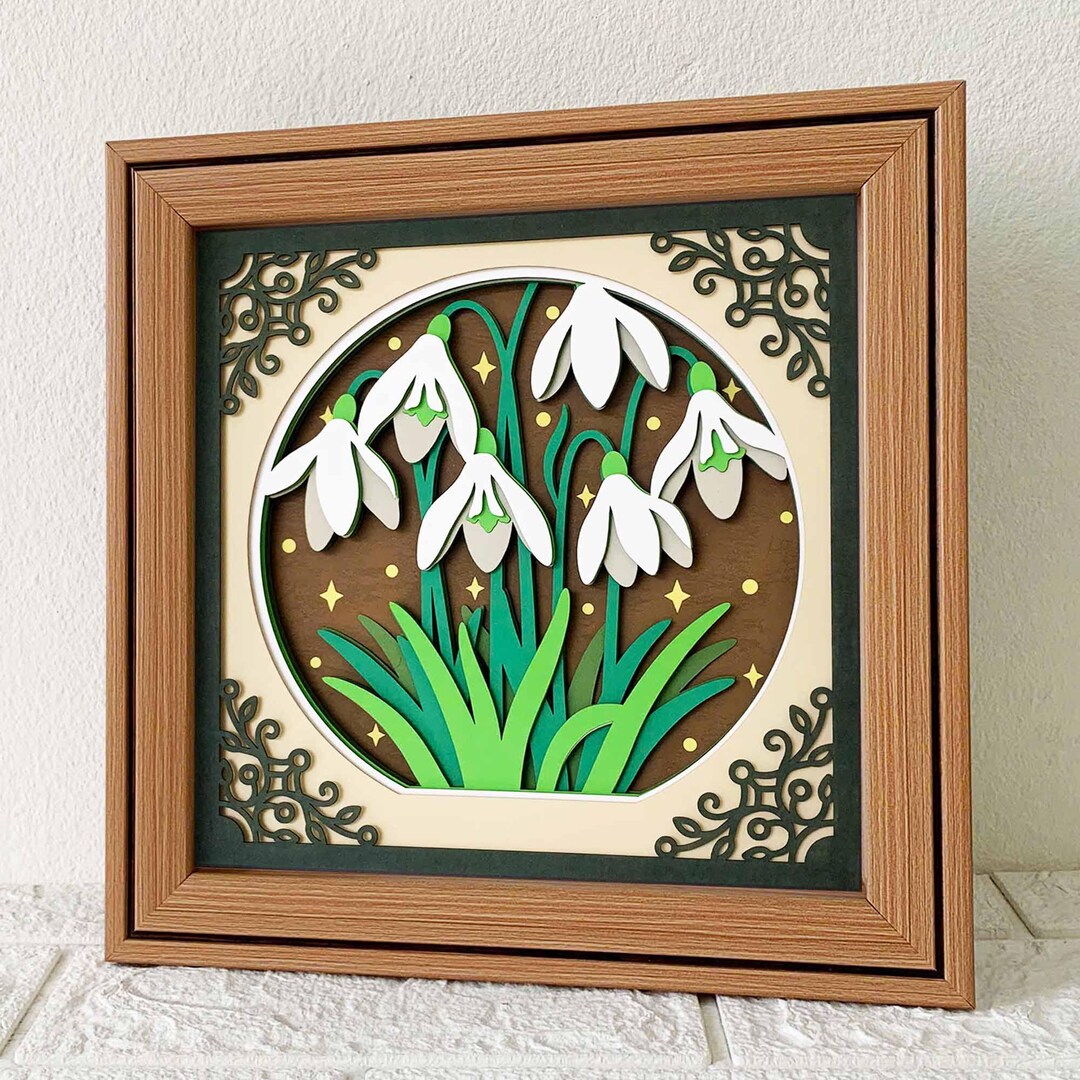 Snowdrop 3D Shadow Box SVG/ 3D Papercut Art Snowdrop/ January Birth ...
