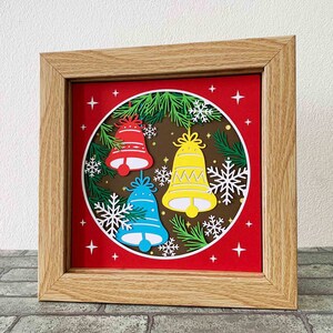 Christmas Bells 3D Layered SVG/ 3D Christmas Shadow Box SVG/ Christmas ...