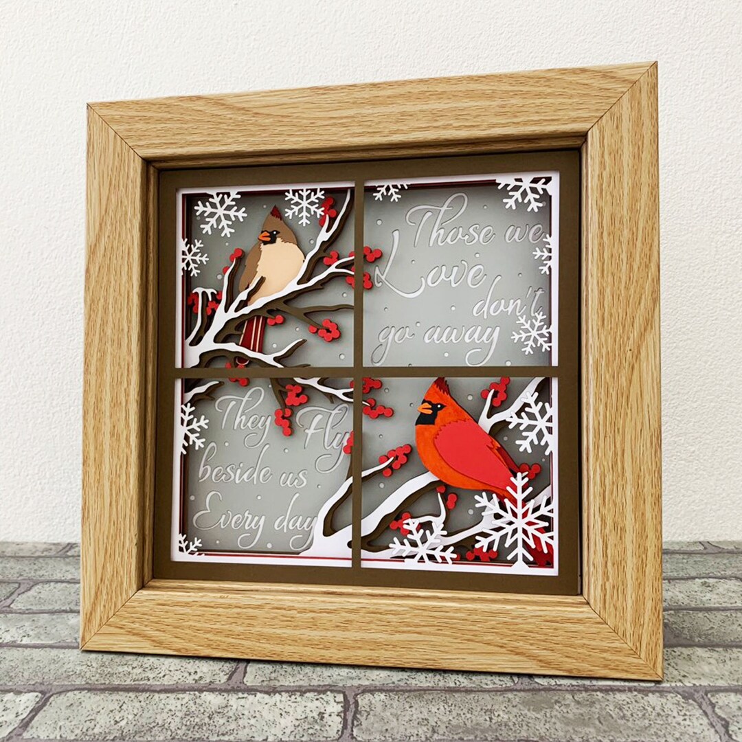 Cardinals Outside Window Shadow Box SVG / Memorial Shadow Box/ Cardinal ...