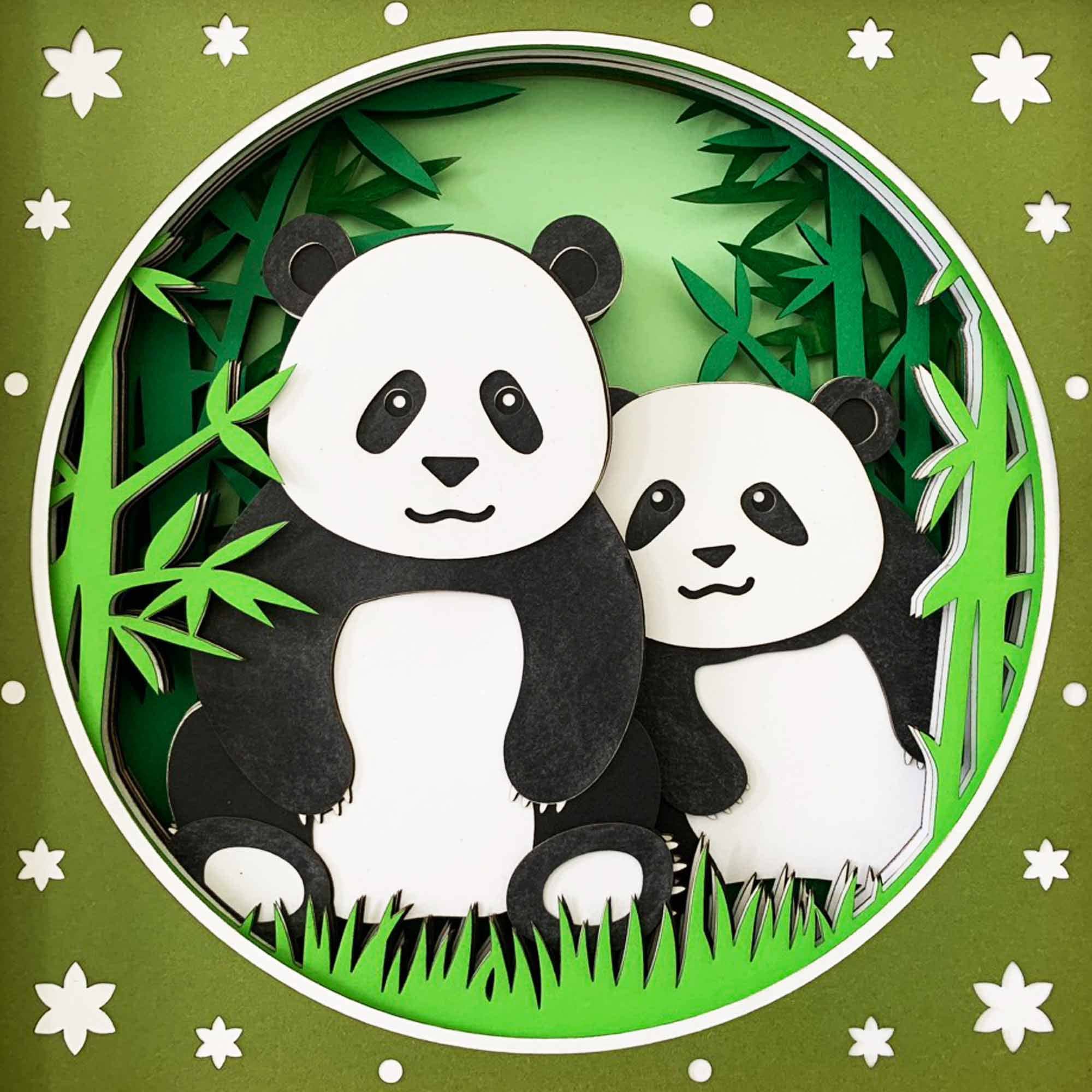 3D Panda Shadow Box SVG, Layered Cardstock Papercut Art (digital ...