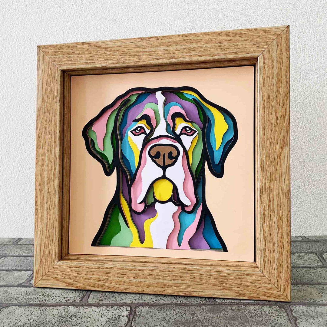 3D Dog Layered SVG/ Colorful Cane Corso 3D SVG/ Dog Pop Art/ Dog Shadow ...