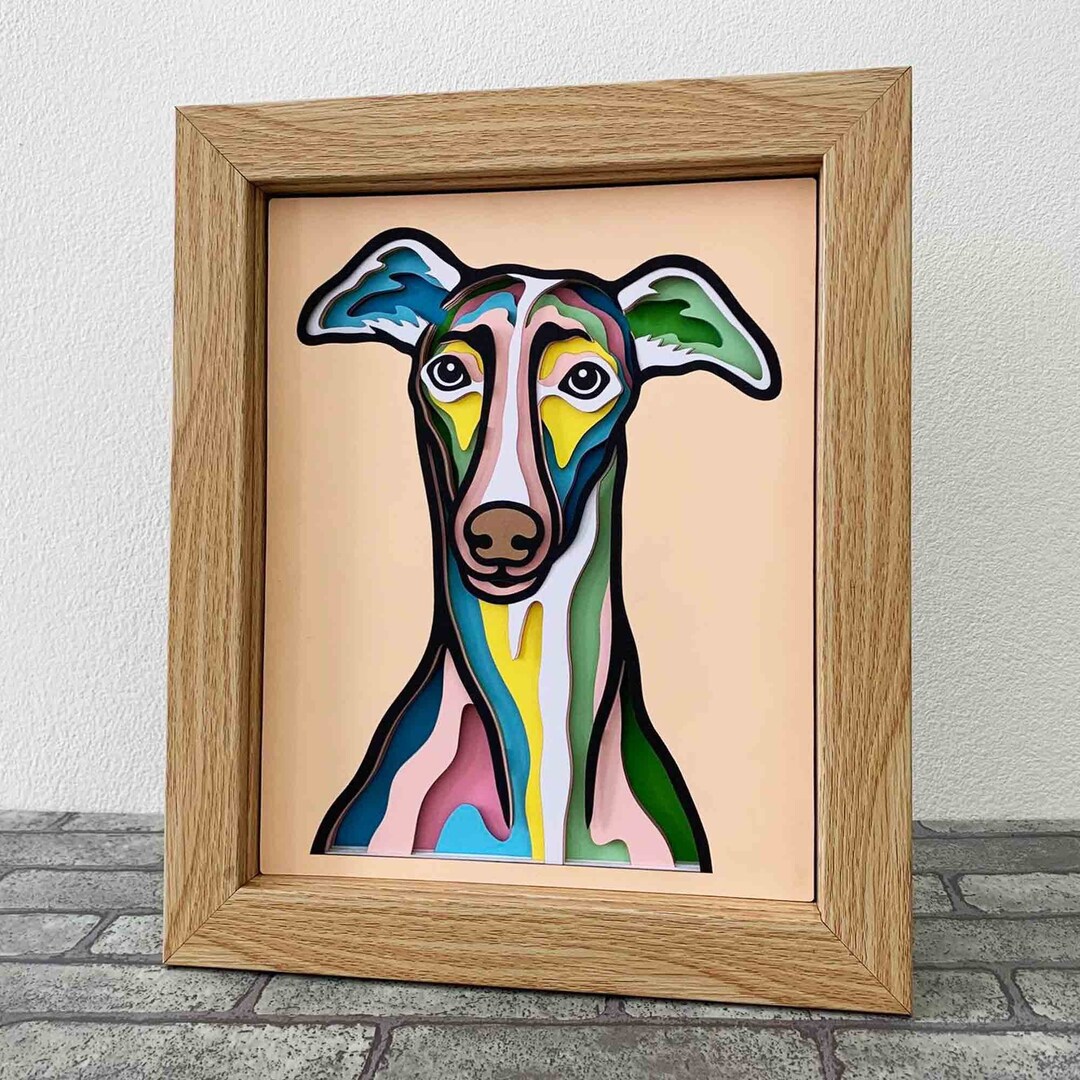 3D Dog Layered SVG/ Colorful Greyhound 3D SVG/ Whippet Dog Pop Art 3D ...