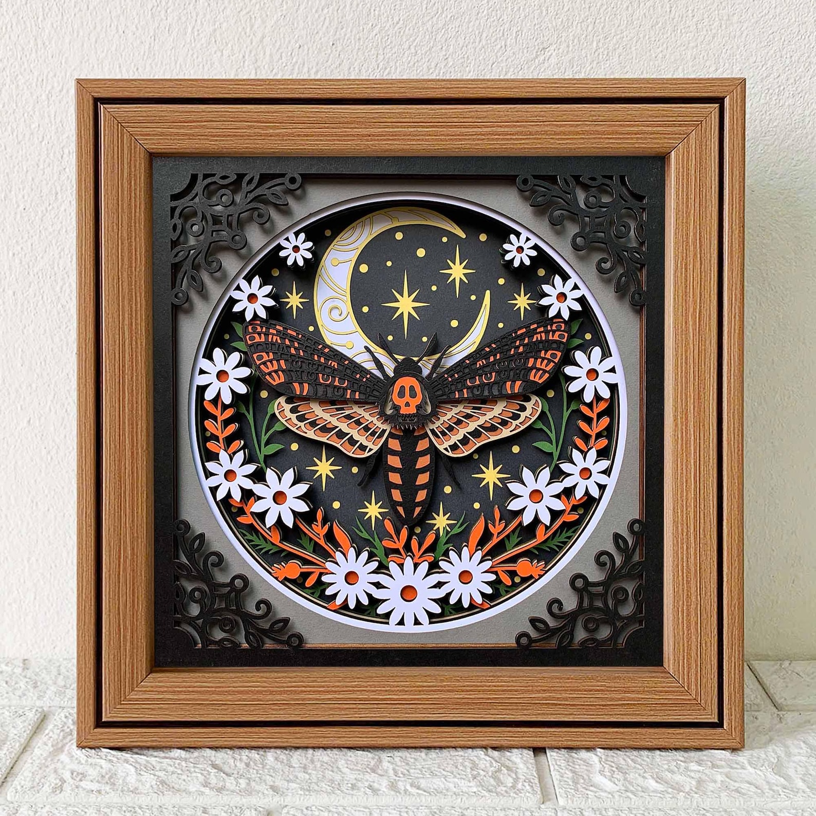 Death's Head Hawk Moth Shadow Box SVG, Celestial Moth Papercut Art ...