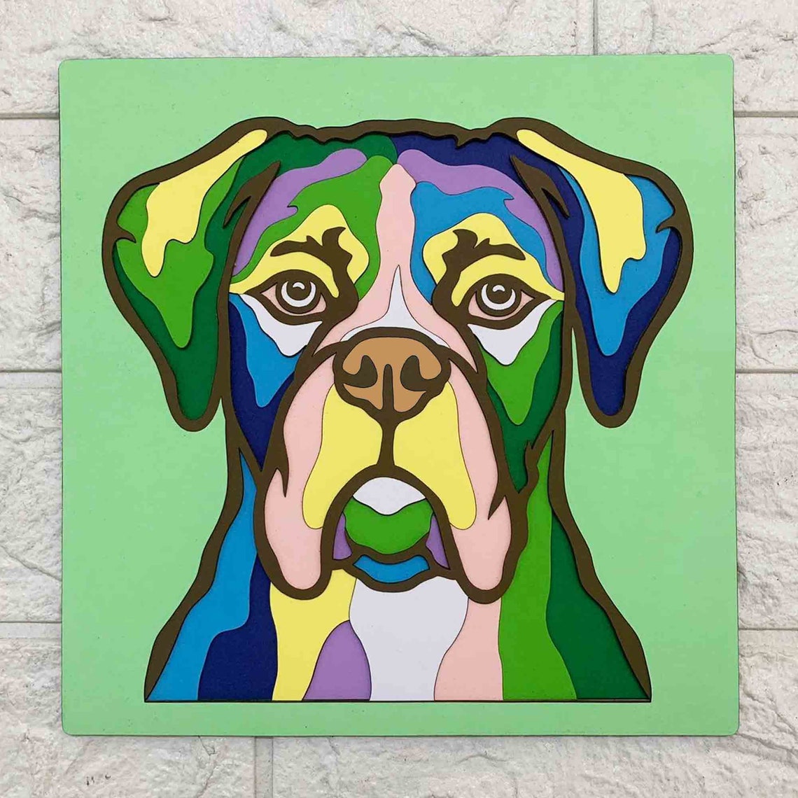 Colorful Boxer Dog 3D Layered Svg/boxer Dog Shadow Box/ Dog - Etsy