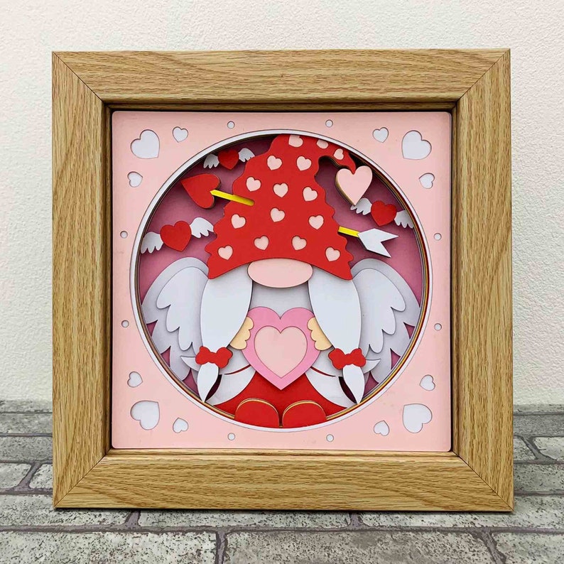 Valentine Gnome 3D Shadow Box SVG/ Cupid Gnome Shadow Box/ - Etsy