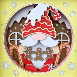 Gingerbread Gnome 3D Shadow Box/ Gingerbread House Christmas Layer SVG ...