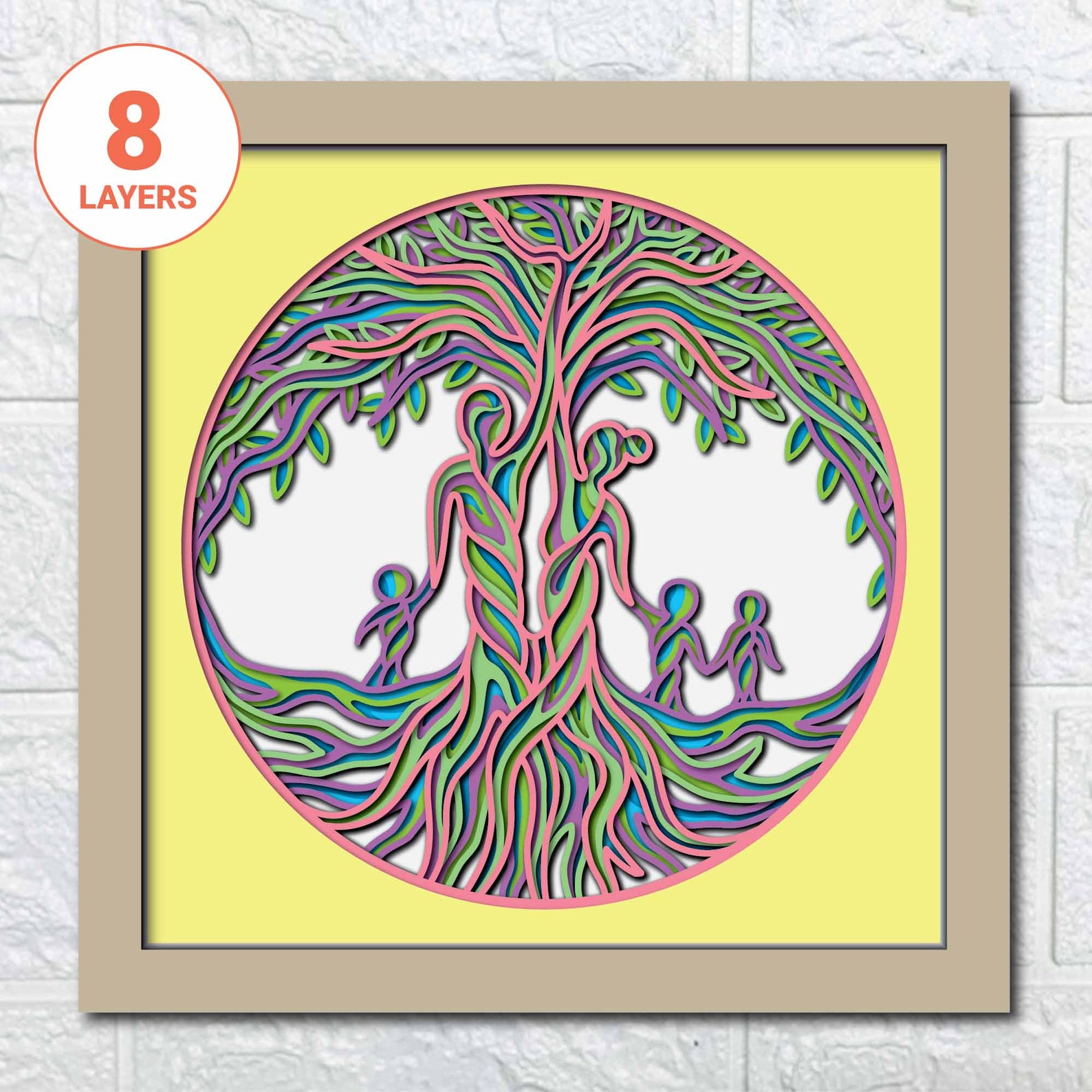 Family Tree of Life 3D Mandala SVG three Children/ Family Home Decor ...