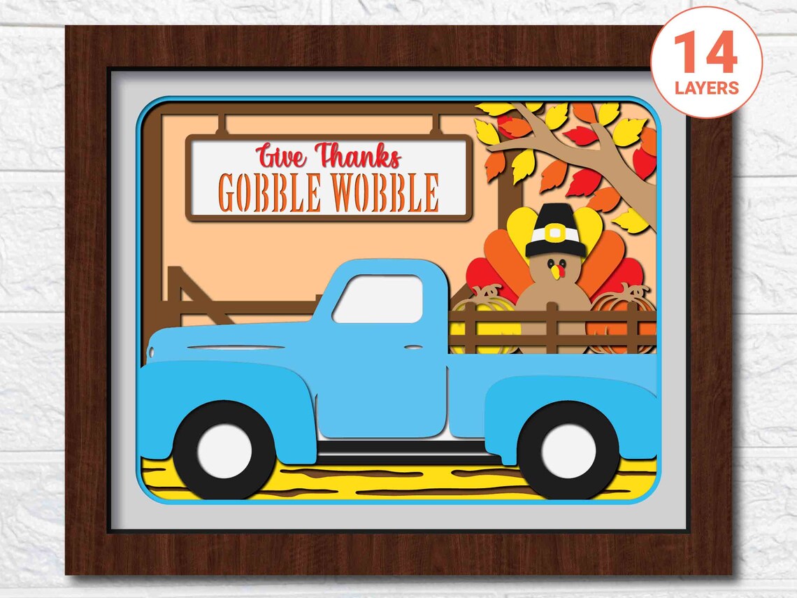 Thanksgiving Truck 3D Shadow Box SVG/ Turkey Truck - Etsy