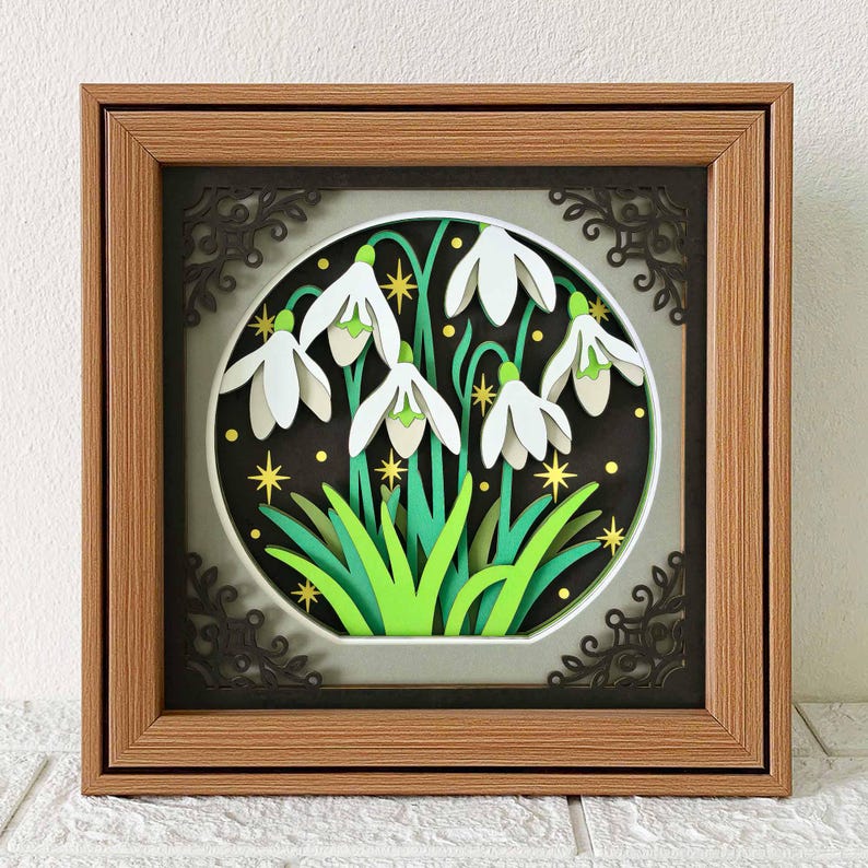 Snowdrop Shadow Box SVG, 3D Papercut Art (digital Download) - Etsy