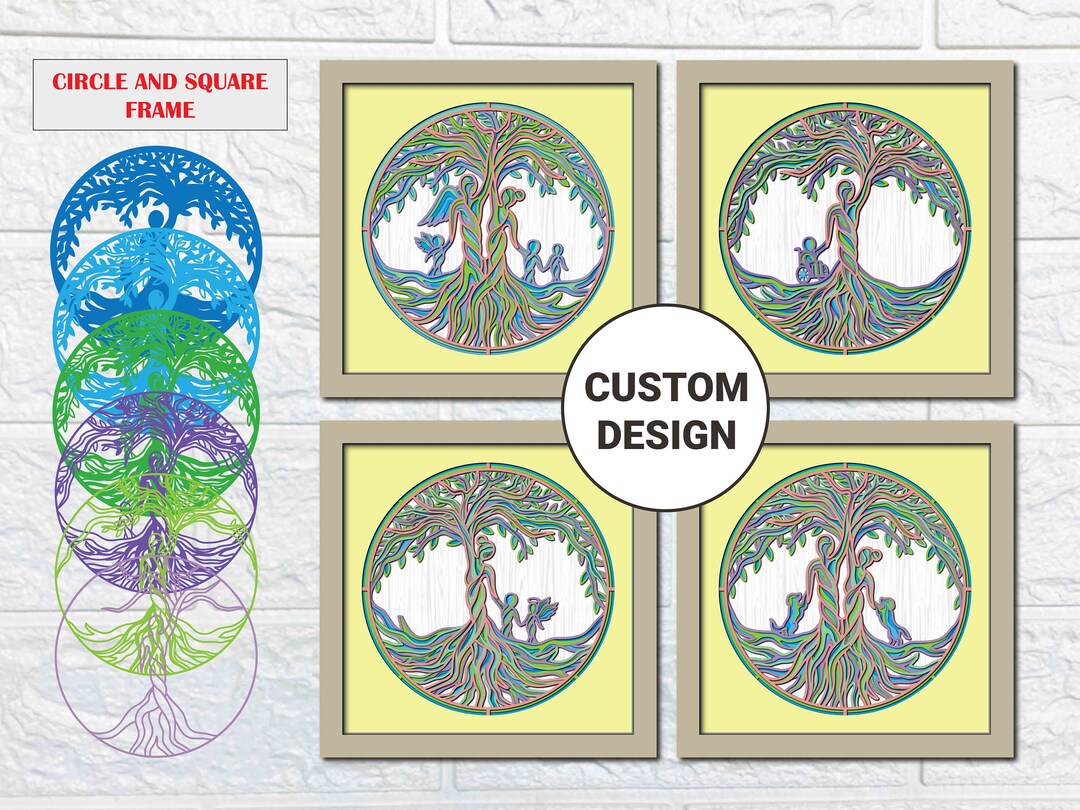 Family Tree Shadow Box SVG Custom Design/ Family Tree Mandala/ 3D SVG ...