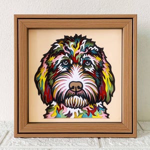 Goldendoodle 3D Shadow Box SVG/ 3D SVG Dog Papercut/ Colorful Dog Paper ...