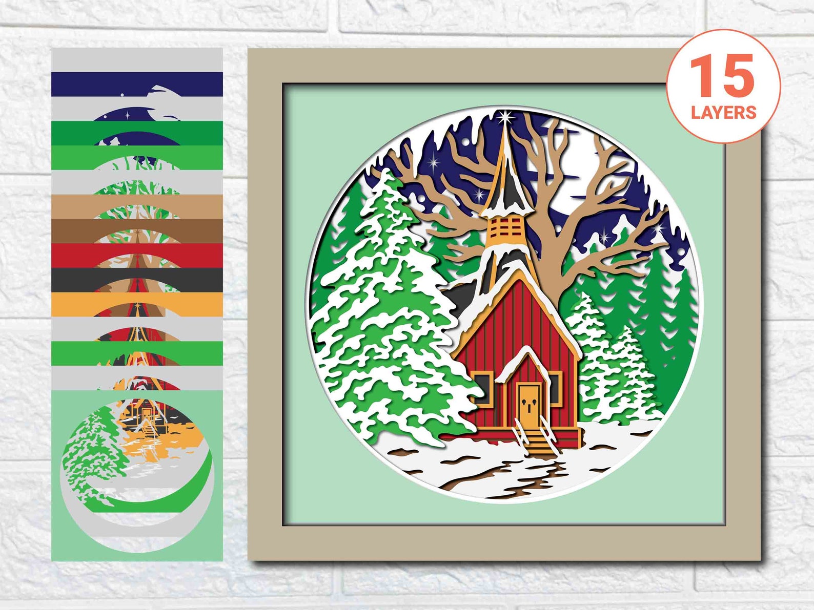Rustic Church 3D Shadow Box SVG/ Church Christmas Cricut - Etsy