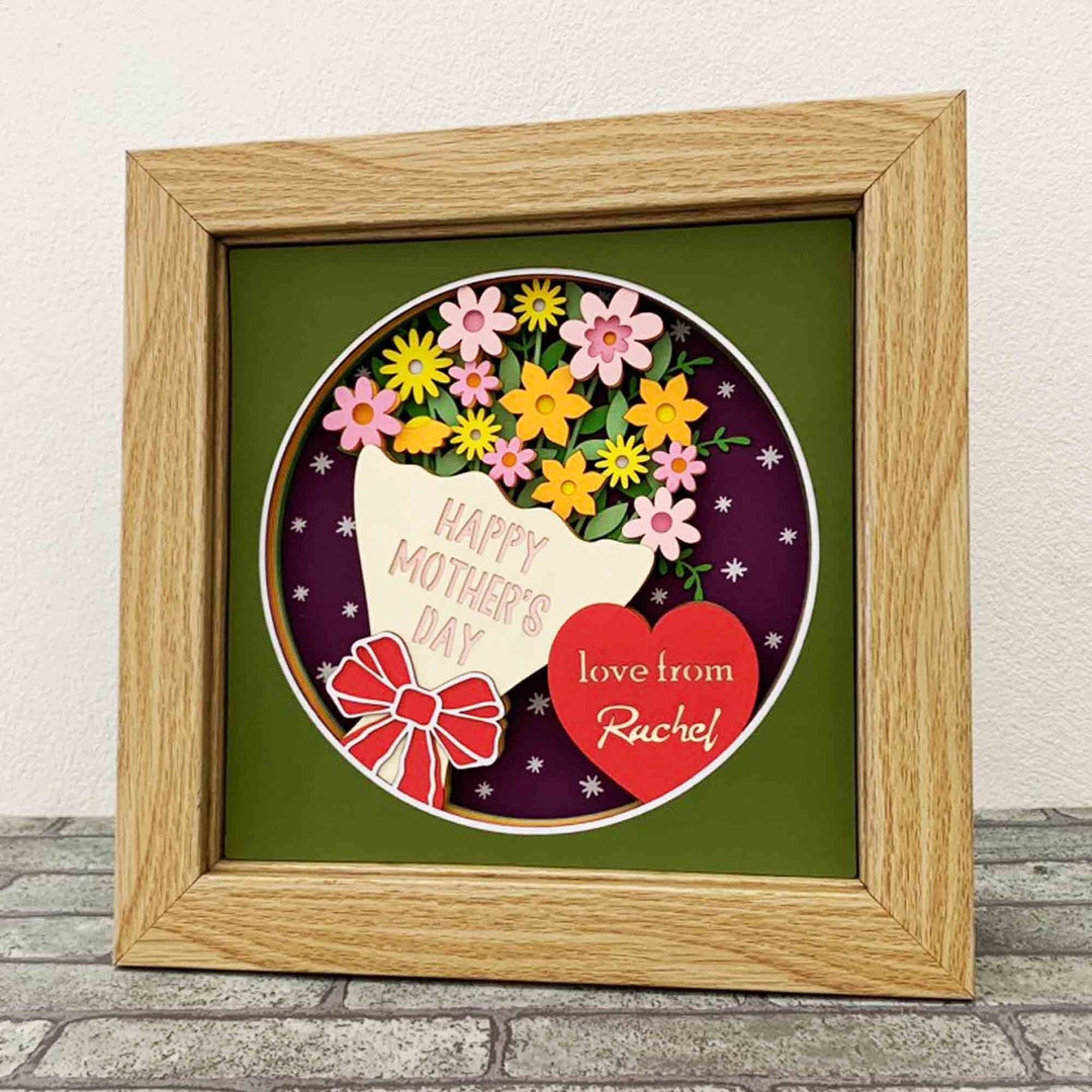 Flower Bouquet 3D Shadow Box SVG/ Layered Cardstock/ 3D Layer Flower ...