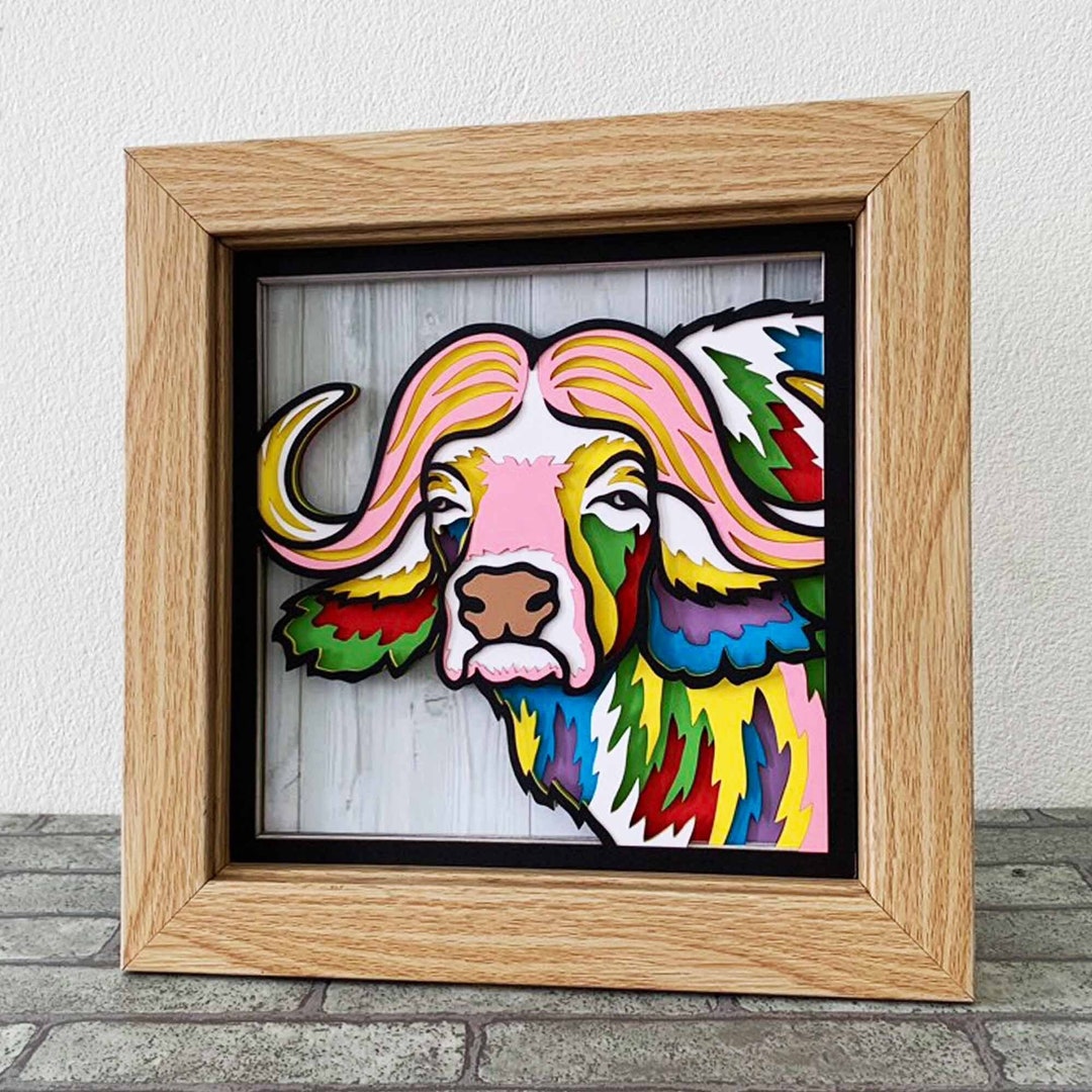 Cape Buffalo 3D Layered SVG for Cardstock/ Colorful Buffalo Multilayer ...