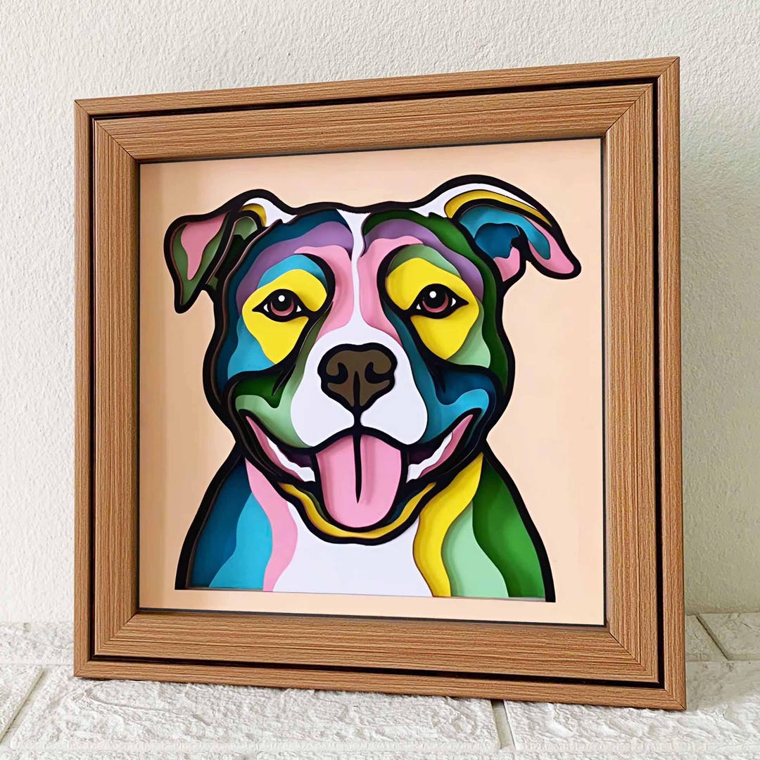 Staffordshire Terrier 3D Shadow Box SVG/ Staffy Papercut Art/ 3D Dog ...
