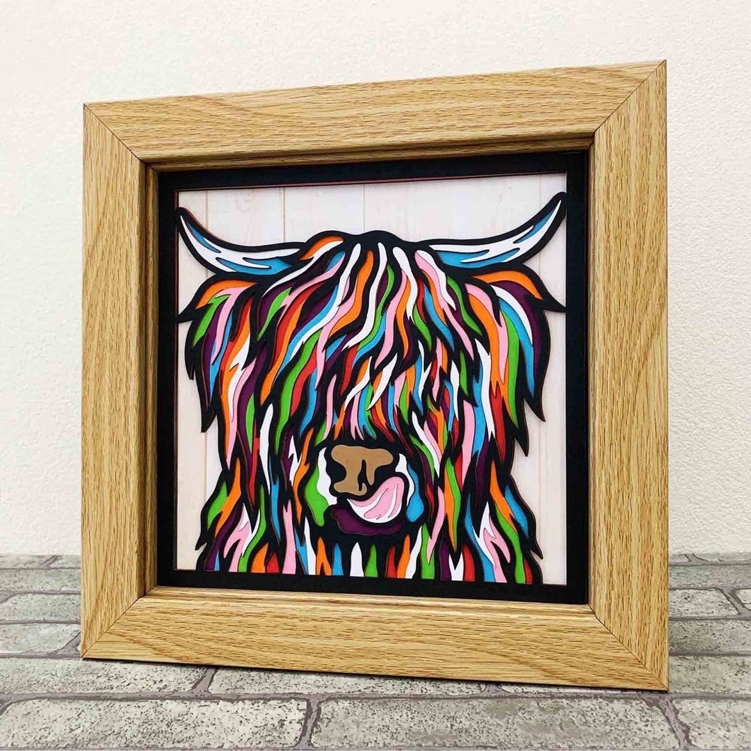 Highland Cow 3D Layered SVG for Cardstock/ Colorful Cow Wall Art ...
