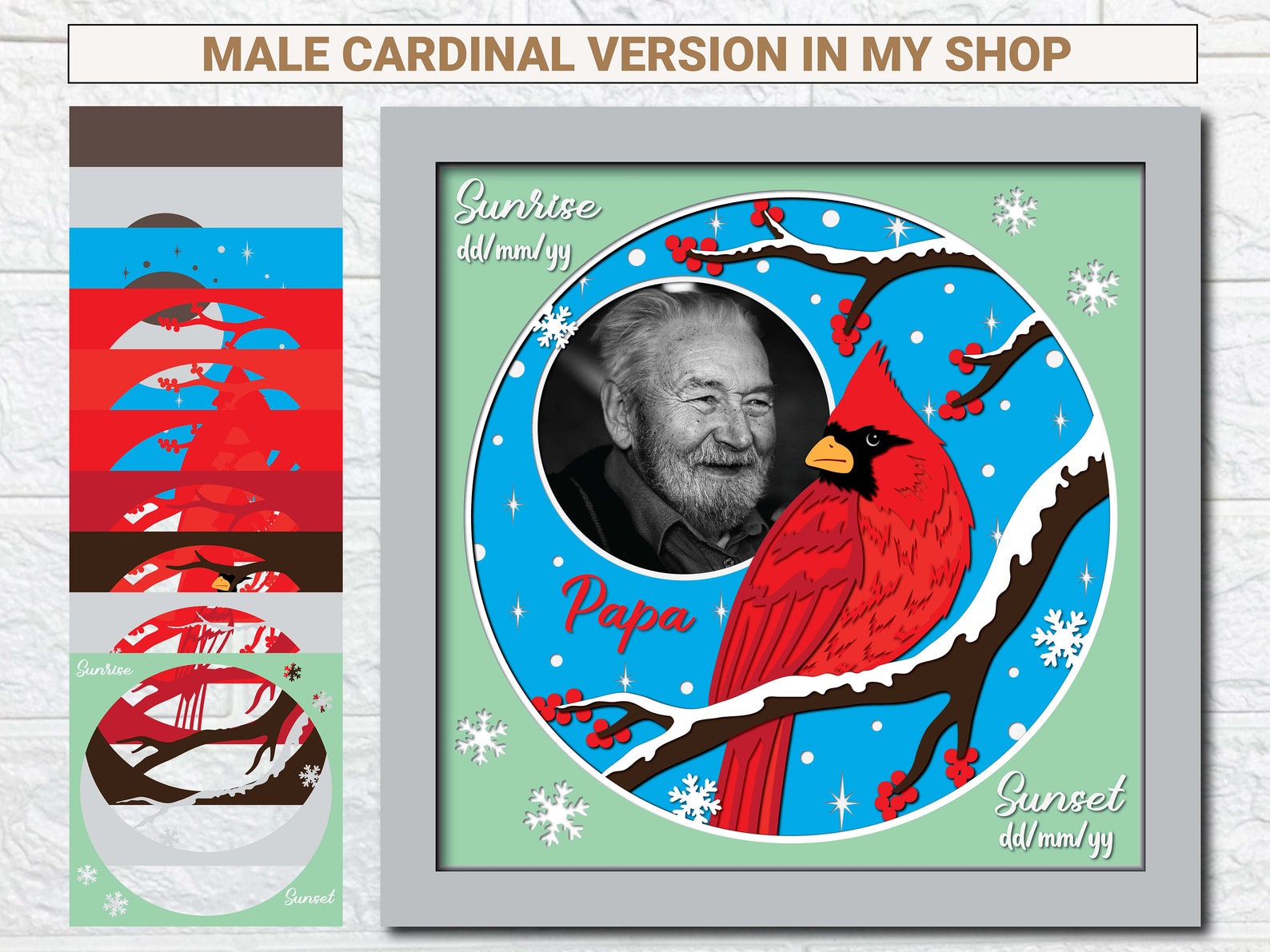 3D Cardinal Memorial SVG Female Cardinal/ Personalized - Etsy