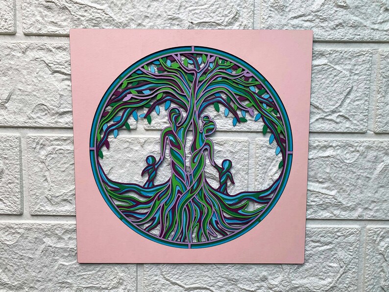 Family Tree of Life 3D Mandala SVG three Childs Version/ | Etsy