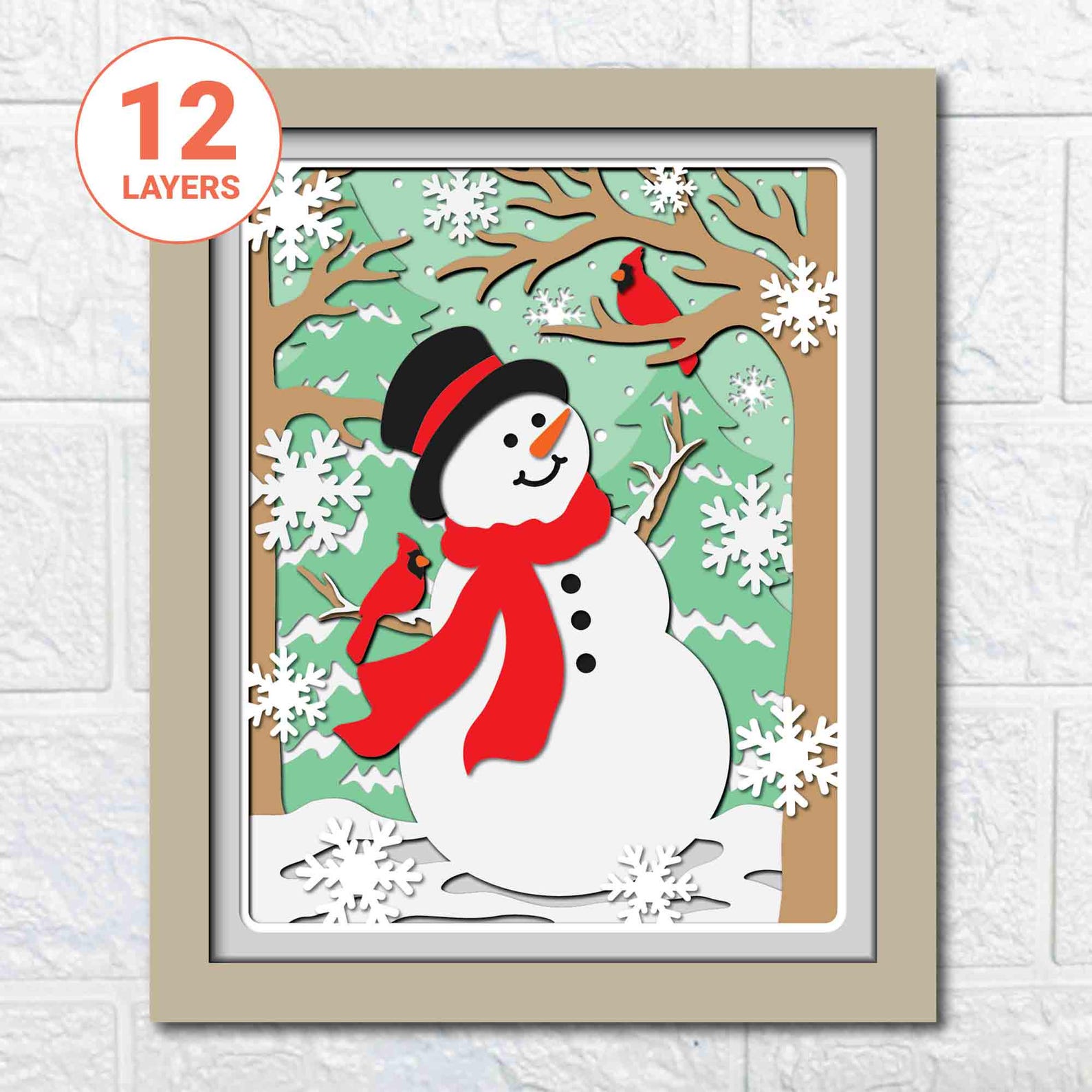 Snowman and Cardinals Shadow Box SVG/ Christmas Home Decor/ Winter ...