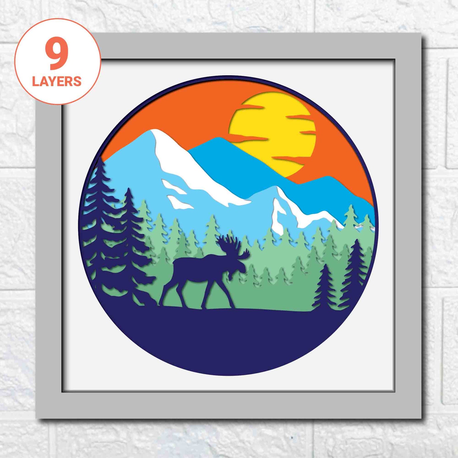 3D Mountain SVG/ Mountain and Moose Shadow Box SVG/ Nature - Etsy
