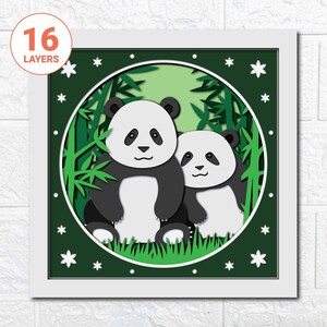 3D Panda Shadow Box SVG/ Panda 3D Layer Cardstock/ Panda Couple SVG ...