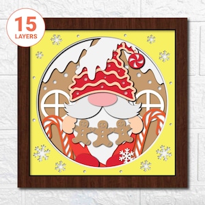Gingerbread Gnome 3D Shadow Box/ Gingerbread House Christmas Layer SVG ...