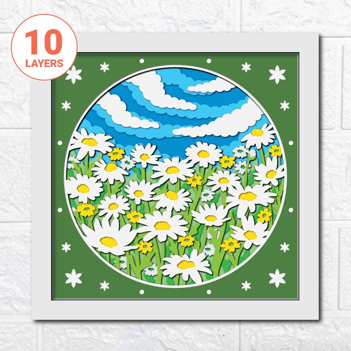 Daisy Field 3D Shadow Box SVG/ 3D Layer Daisy/ Spring Flower Field ...