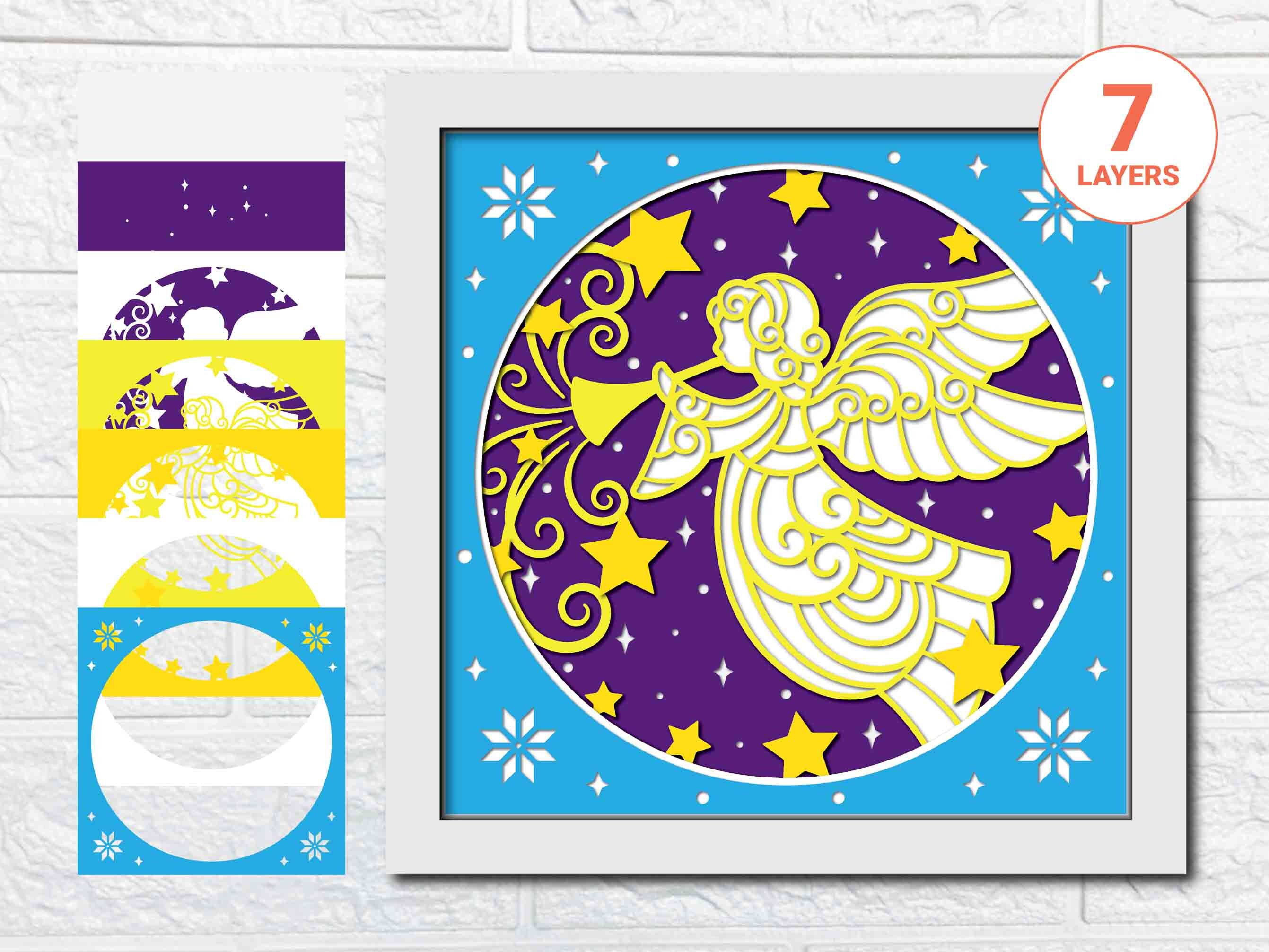 3D Christmas Angel Shadow Box SVG/ Angel Trumpet 3D Layered - Etsy