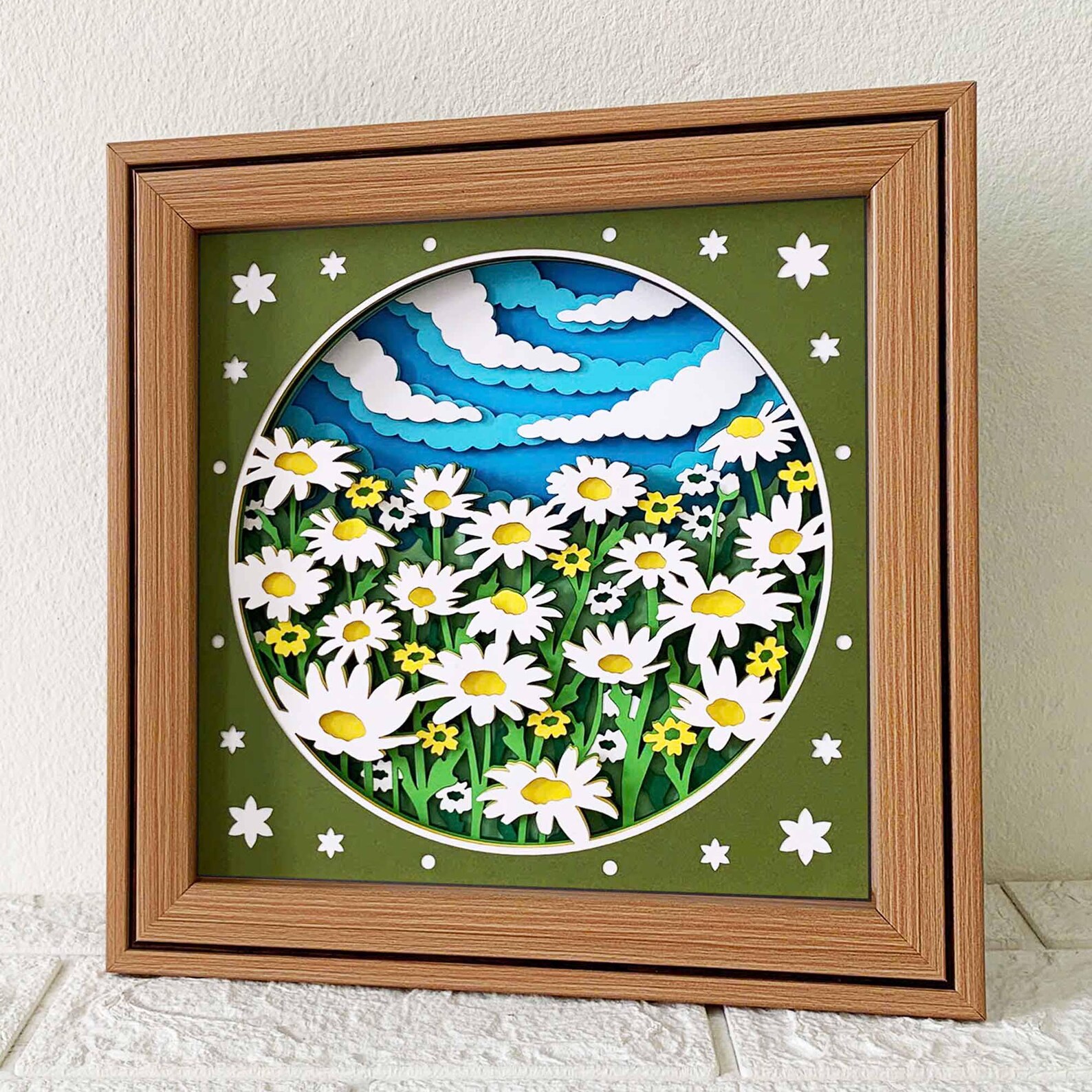 Daisy Field 3D Shadow Box SVG/ 3D Layer Daisy/ Spring Flower Field ...
