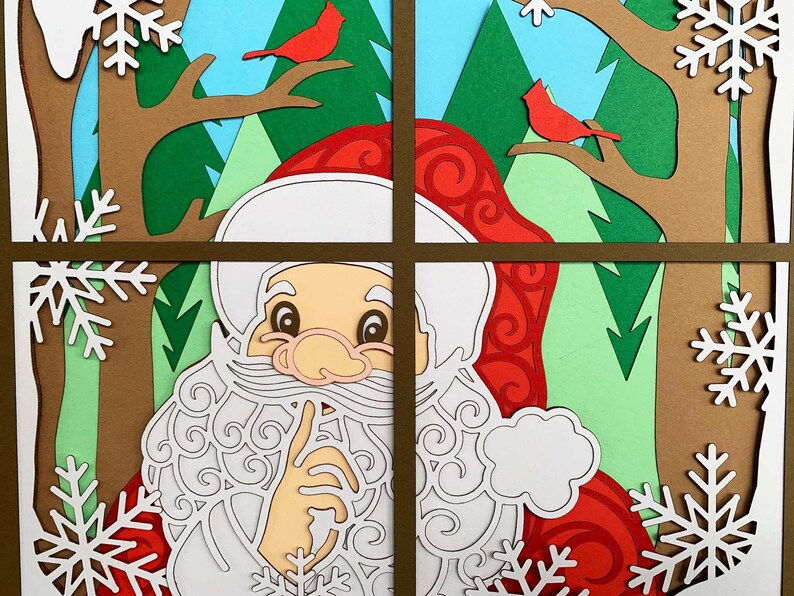 3D Santa at the Window Shadow Box SVG/ Christmas Home - Etsy