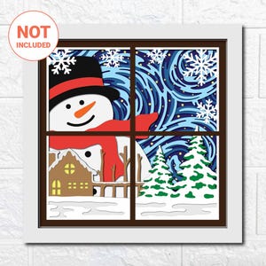 3D Santa Window Shadow Box SVG/ Winter Window Scene/ Christmas Starry ...