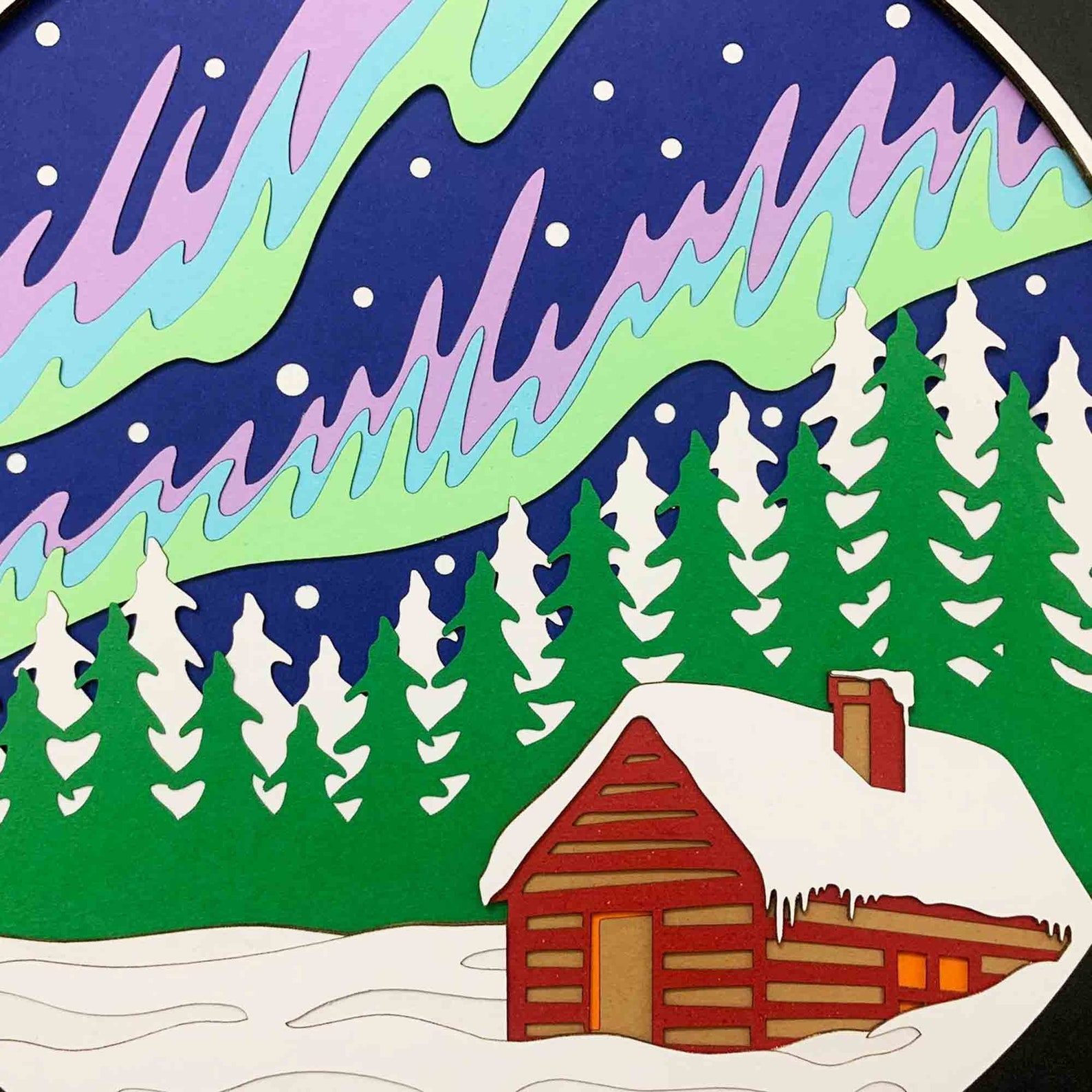 Nordic Winter 3D Shadow Box SVG/ Northern Lights 3D Layered - Etsy