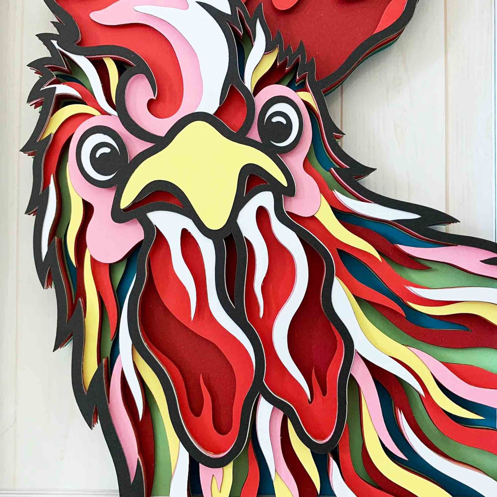 Peeking Rooster 3D Layered SVG for Cardstock/ Colorful Chicken ...