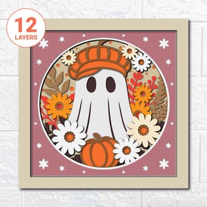 Cute Fall Ghost 3D Shadow Box SVG/ Welcome Fall Layered Cardstock/ Cute ...