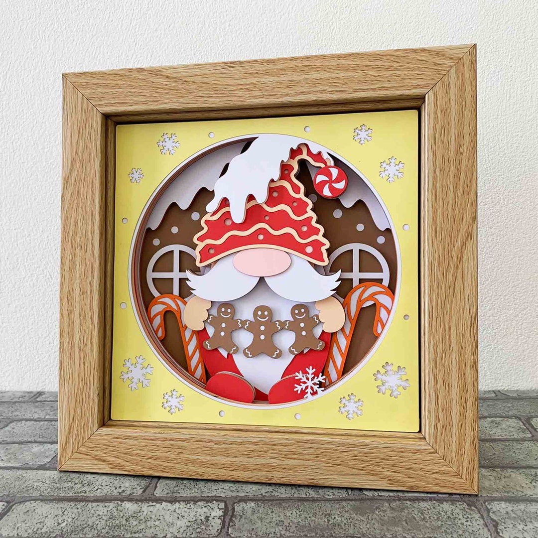 Gingerbread Gnome 3D Shadow Box/ Gingerbread House Christmas Layer SVG ...