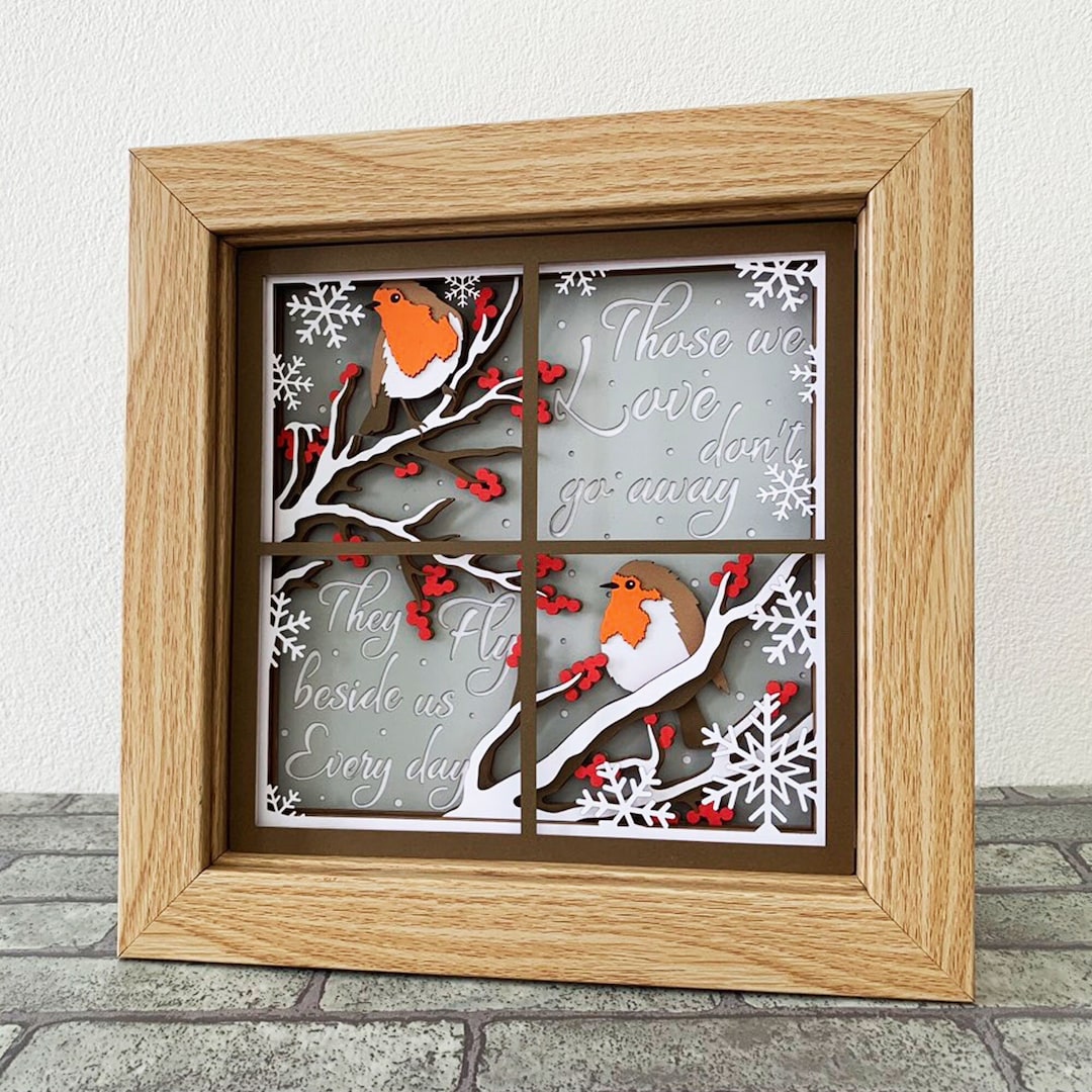 Robins Outside Window Shadow Box SVG / Memorial Shadow Box/ Robins on ...