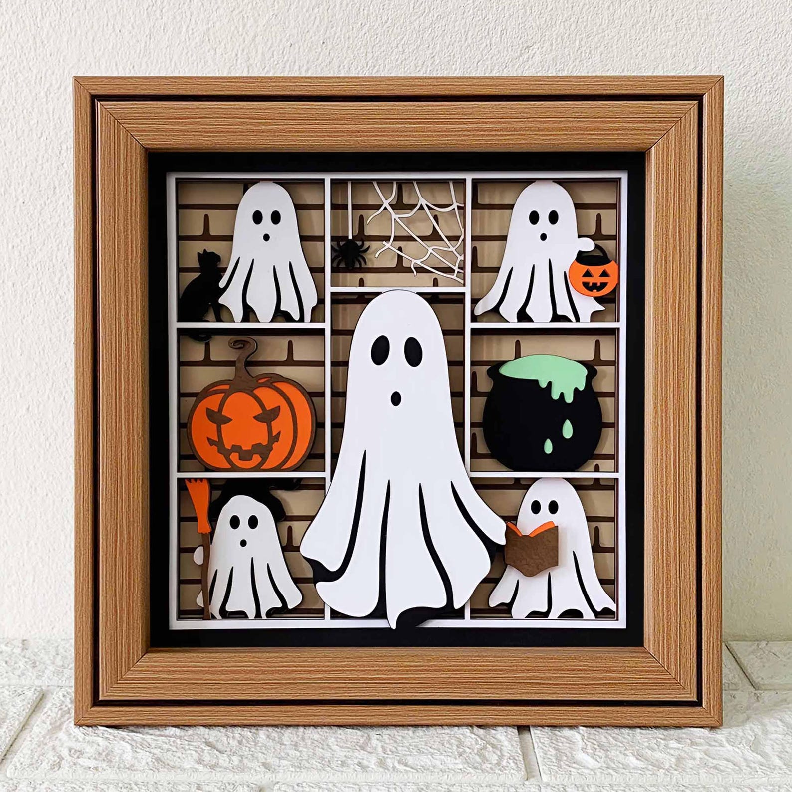 Cute Ghosts Halloween Shadow Box SVG/ Halloween Ghost Layered Cardstock ...
