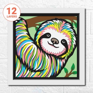 Sloth 3D Layered SVG for Cardstock/ Colorful Sloth Multilayer Cardstock ...