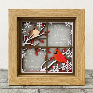 Cardinals Outside Window Shadow Box SVG / Memorial Shadow Box/ Cardinal ...