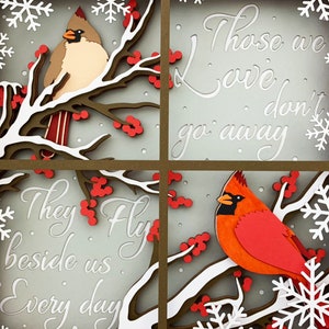 Cardinals Outside Window Shadow Box SVG / Memorial Shadow Box/ Cardinal ...