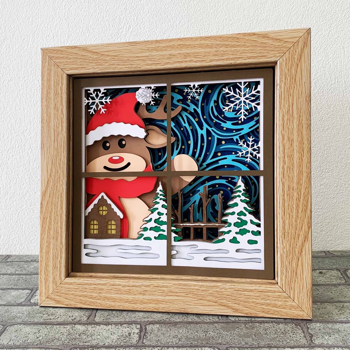 3D Reindeer Window Shadow Box SVG/ Winter Window Scene/ Christmas ...