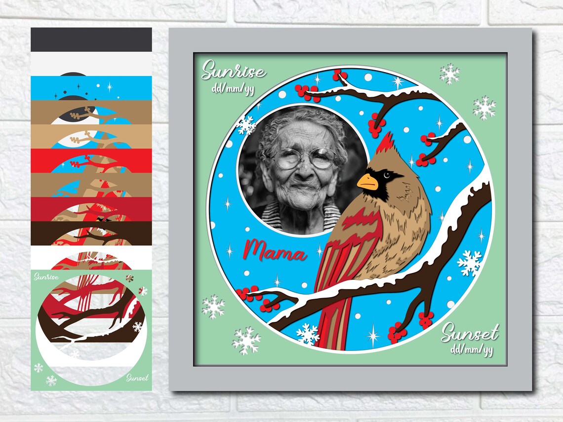 3D Cardinal Memorial SVG Female Cardinal/ Personalized - Etsy