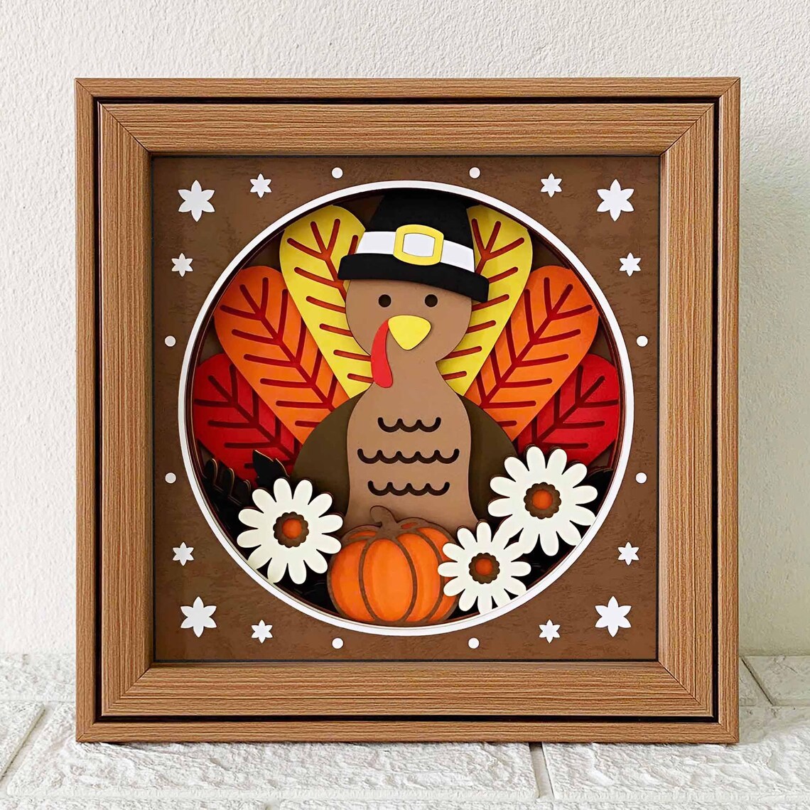 Cute Turkey 3D Shadow Box SVG/ Thanksgiving Cute Decoration/ Turkey ...