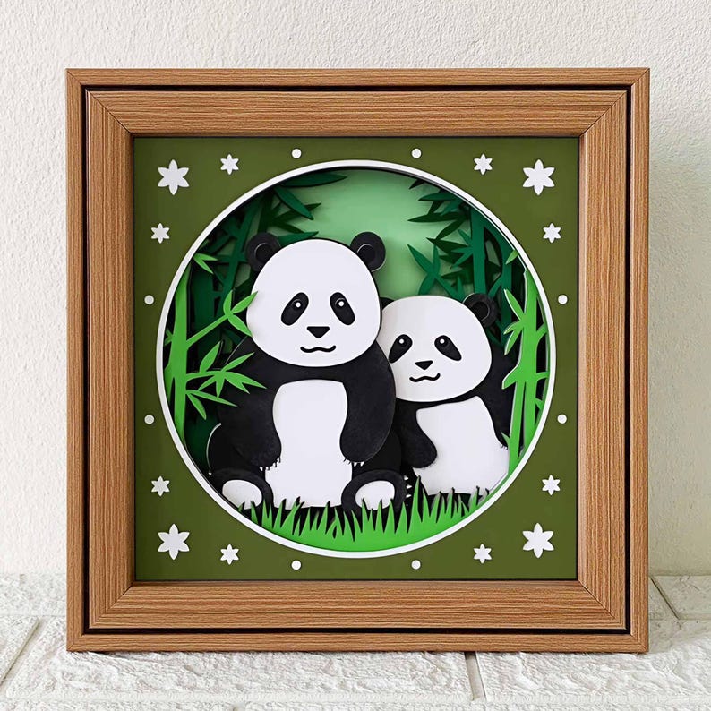 3D Panda Shadow Box SVG, Layered Cardstock Papercut Art (digital ...