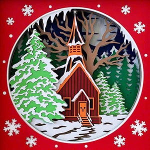 Rustic Church 3D Shadow Box SVG/ Church Christmas Papercut Art/ Winter ...
