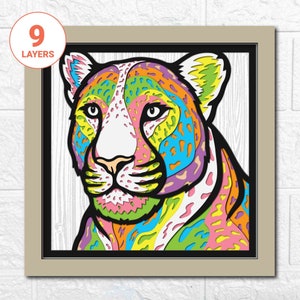 Leopard 3D Layered SVG for Cardstock/ Colorful Leopard Multilayer ...