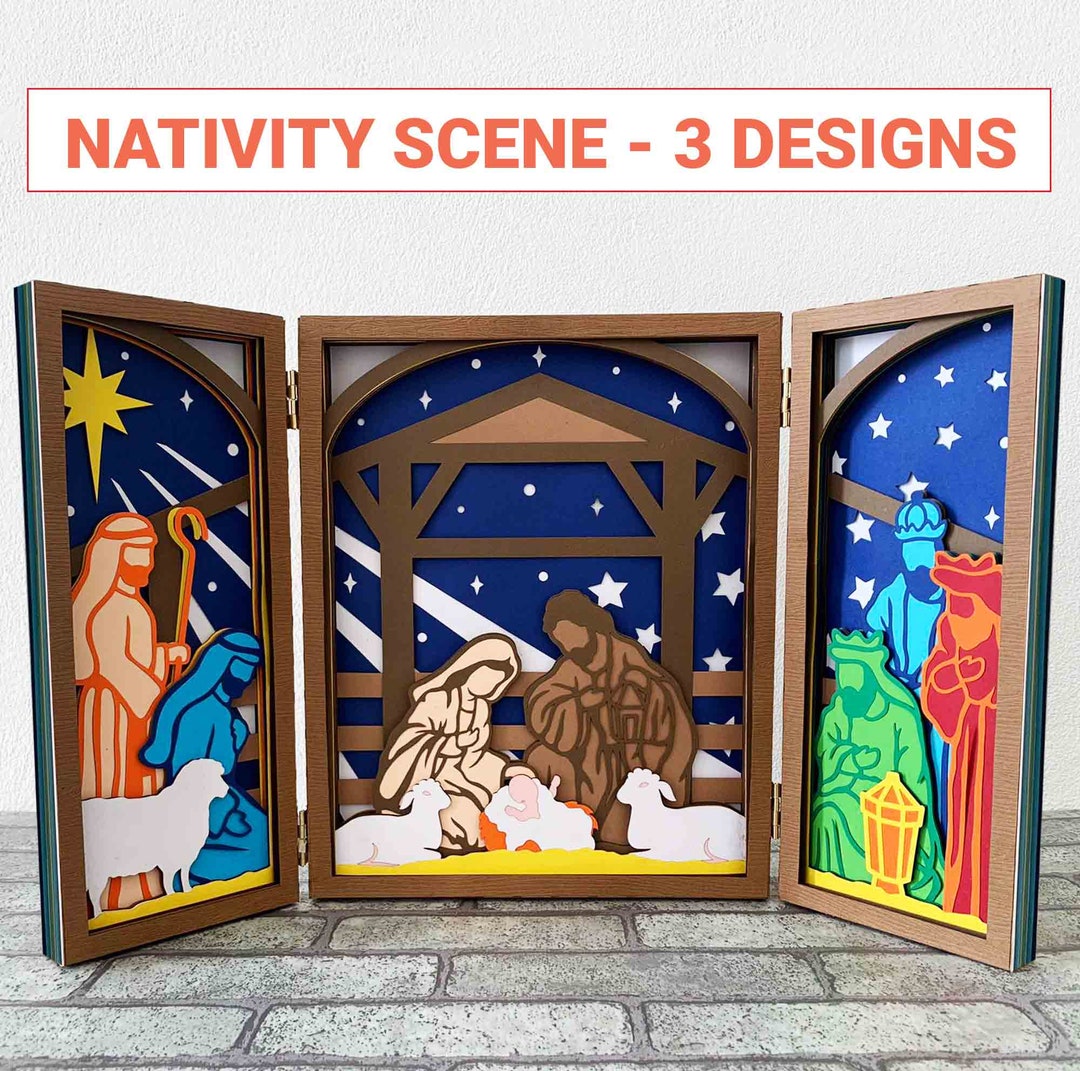 Self Standing 3D Nativity SVG Bundle/ Nativity 3D Cardstock/ Christmas ...