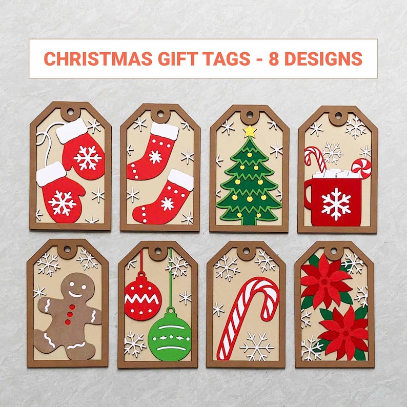 Christmas Gift Tags Bundle for Cardstock/ Layered Papercraft Christmas ...