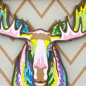 Moose 3D Layered SVG for Cardstock/ Colorful Moose Multilayer SVG/ Wild ...